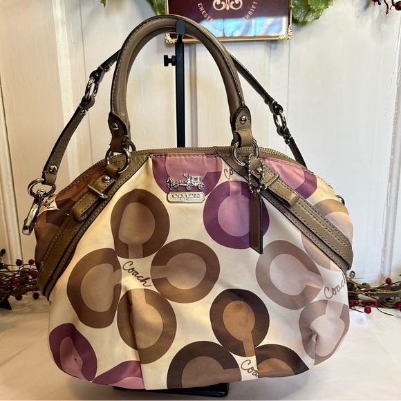 Coach | Bags | Coach Madison Sophia Sateen Clover Purse Handbag Cream ...